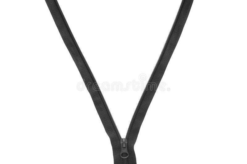 Black Zipper on White Background, Top View Stock Image - Image of ...