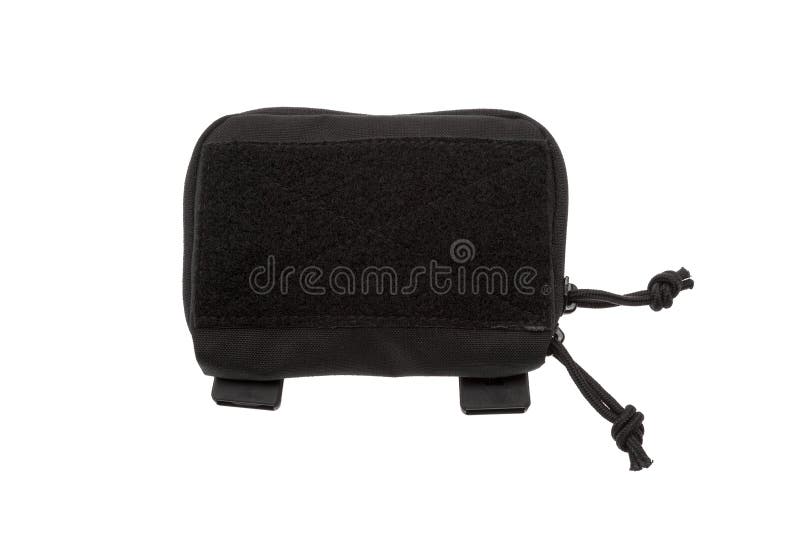 A Black Zippered Case with a Velcro Patch on the Front, Featuring Two ...