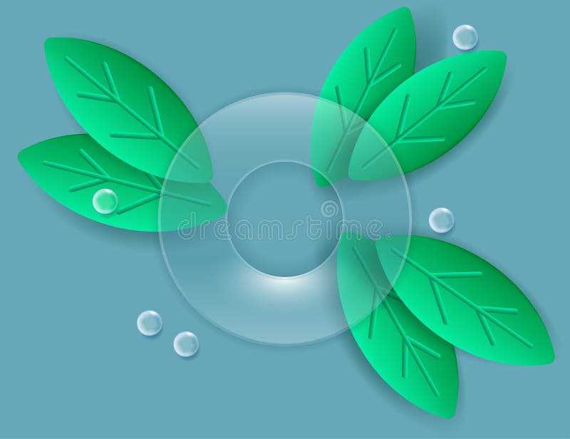 Composition with 3D Green Leaves and Transparent Disc Stock Vector ...