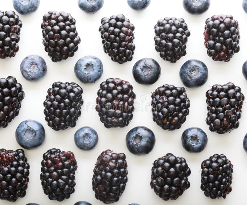 Blackberries and Blueberrys on White Background. Stock Photo - Image of ...