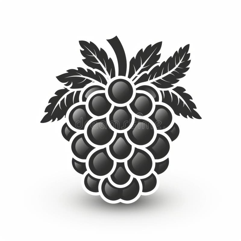 Blackberry Icon - Stylized Fruit Illustration with Leaves and Subtle ...