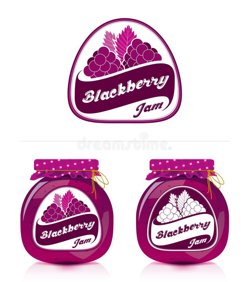 Blackberry Jam Label with Jar Stock Vector - Illustration of closeup ...
