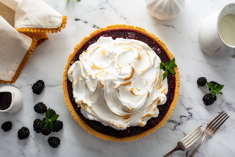 Blackberry Pie Topped with Toasted Meringue, Dessert Idea Stock Image ...