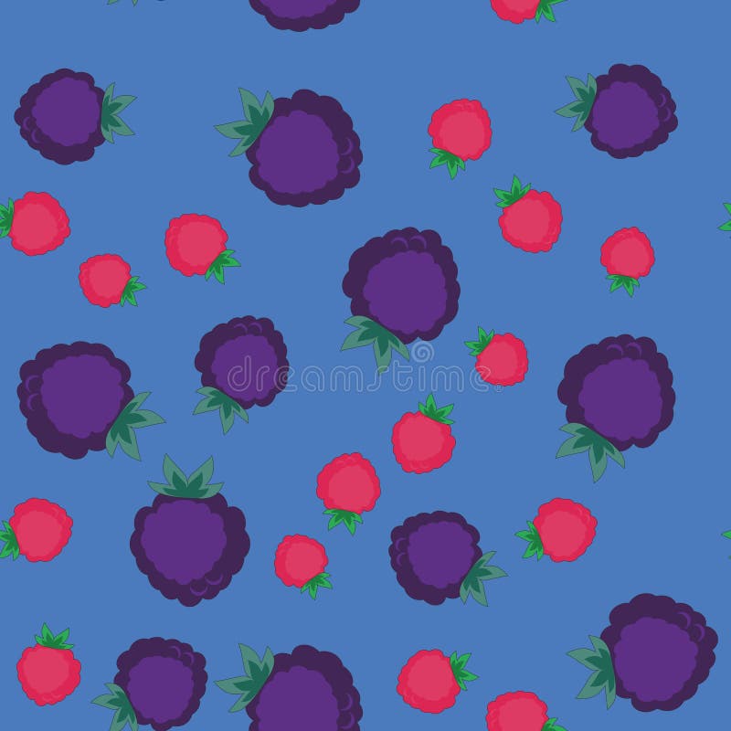 Blackberry and Raspberry Cartoon Seamless Texture 642 Stock Vector ...
