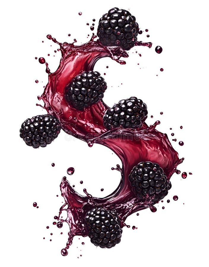 Blackberry Splash a Burst of Fruit and Juice Stock Illustration ...