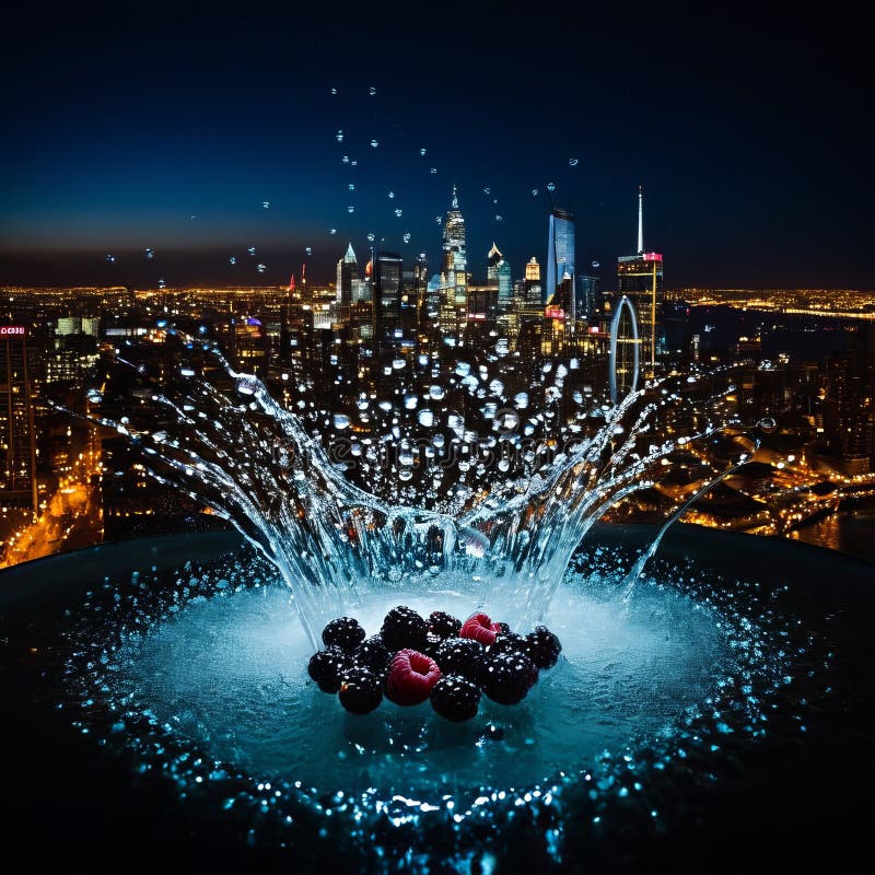 Splash Water Blackberry with Droplets Producing Beautiful Patterns ...