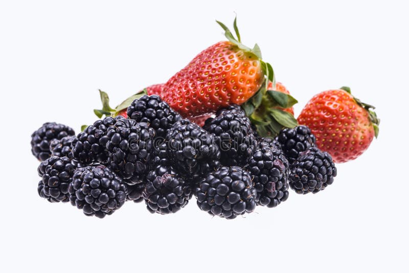 Blackberry and Strawberry Fruit Stock Photo - Image of isolated, macro ...