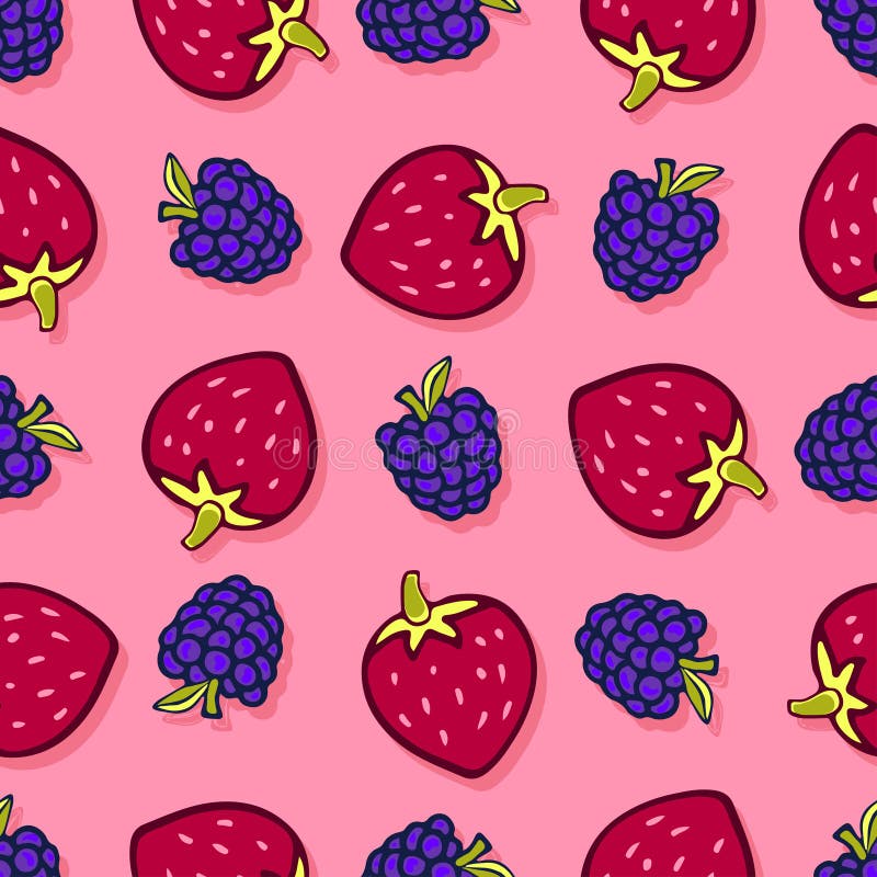 Blackberry Seamless Pattern. Vector Doodle Berry Design for Wallpaper ...