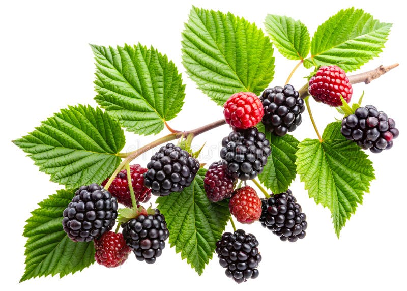 Blackberry Tree Branches with Leaves Transparent Background PNG Stock ...