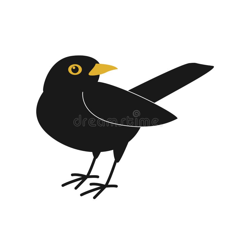 Blackbird , Vector Illustration, Flat Style, Side Stock Vector ...