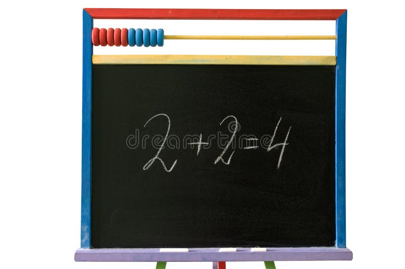 Blackboard with Easy Math Isolated on White Stock Image - Image of ...