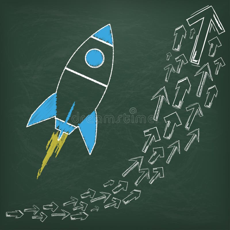 Blackboard Arrows Growth Rocket Stock Vector - Illustration of ...