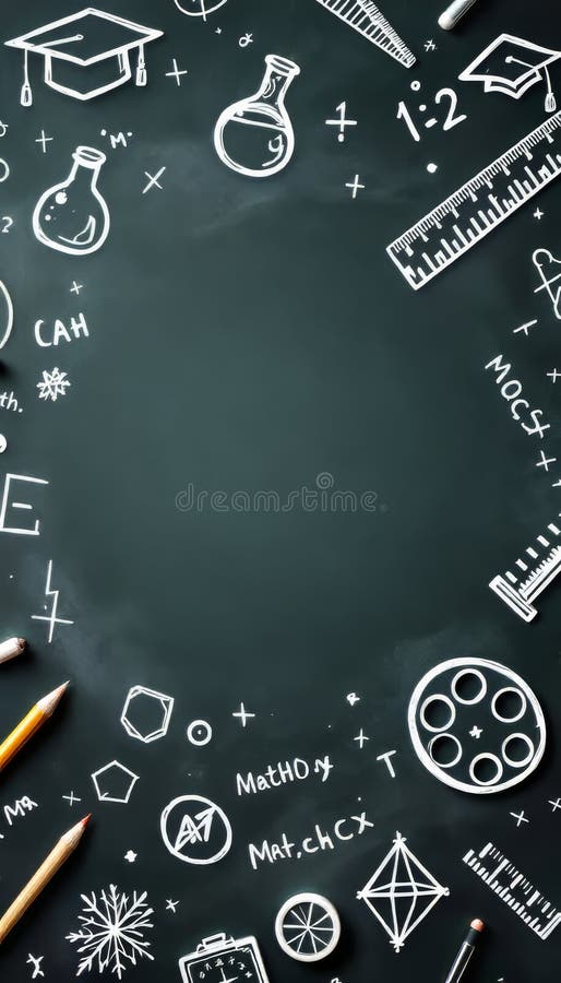 Blackboard Backdrop Features Education and Science Themed Doodle Art ...