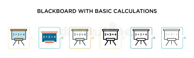 Blackboard with Basic Calculations Vector Icon in 6 Different Modern ...