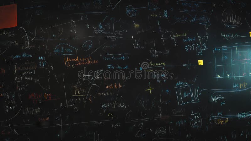 Blackboard Chalk Art with Geometric Patterns and Mathematical Concepts ...