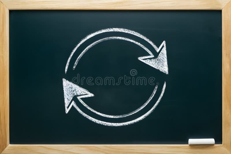 Chalk Drawing of Looped Arrows on Blackboard with Wooden Frame, Crisp ...