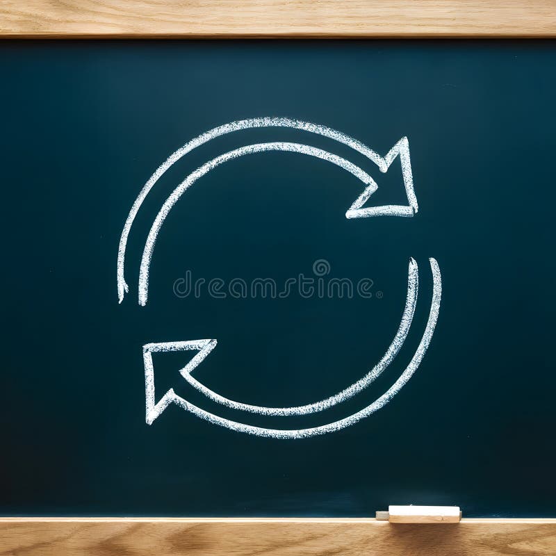 Chalk Drawing of Looped Arrows on Blackboard with Wooden Frame, Crisp ...