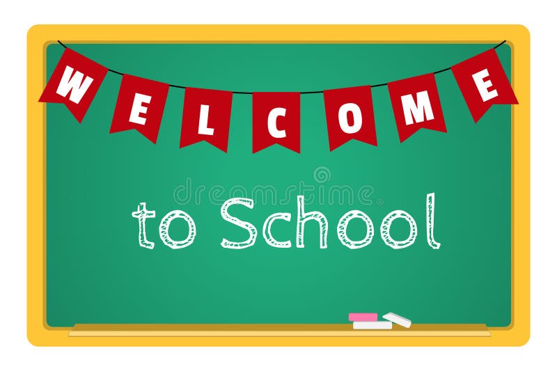 Blackboard With Chalk And An Inscription Welcome To School Stock Vector ...