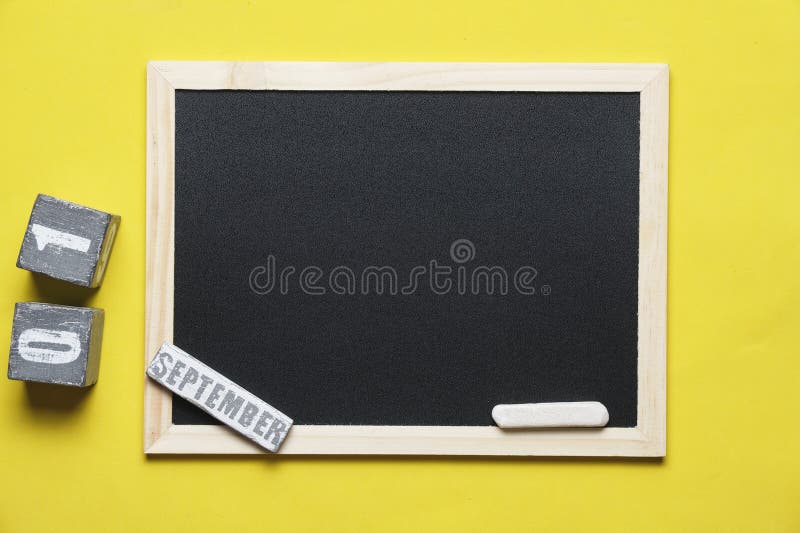 Blackboard with Chalk Yellow Background and September 01 on Calendar ...
