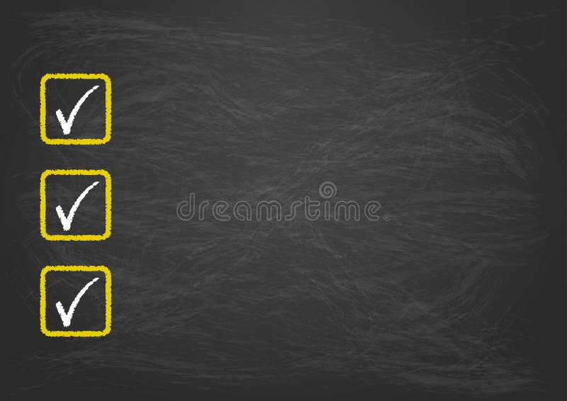 Blackboard Checklist 3 Ticks Stock Vector - Illustration of planning ...