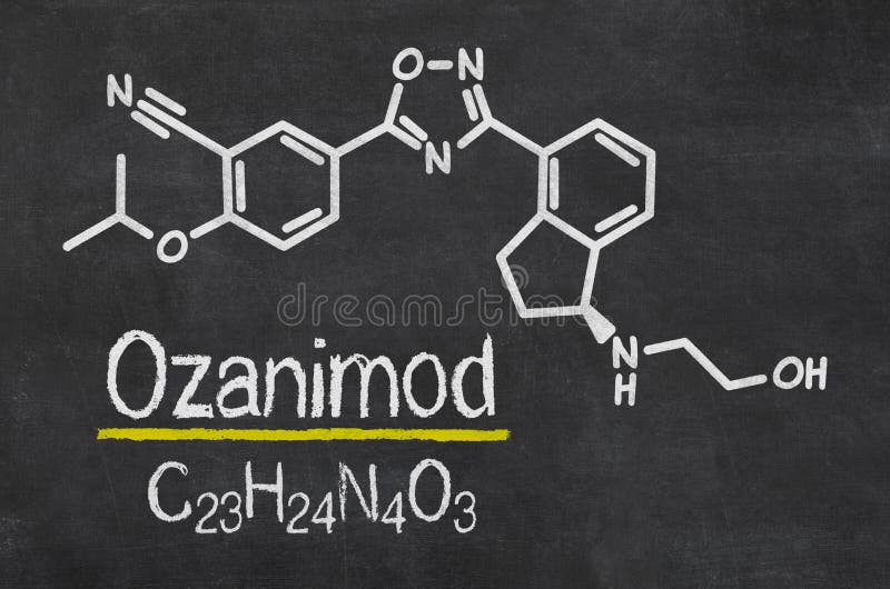 Blackboard with the Chemical Formula of Ozanimod Stock Illustration ...