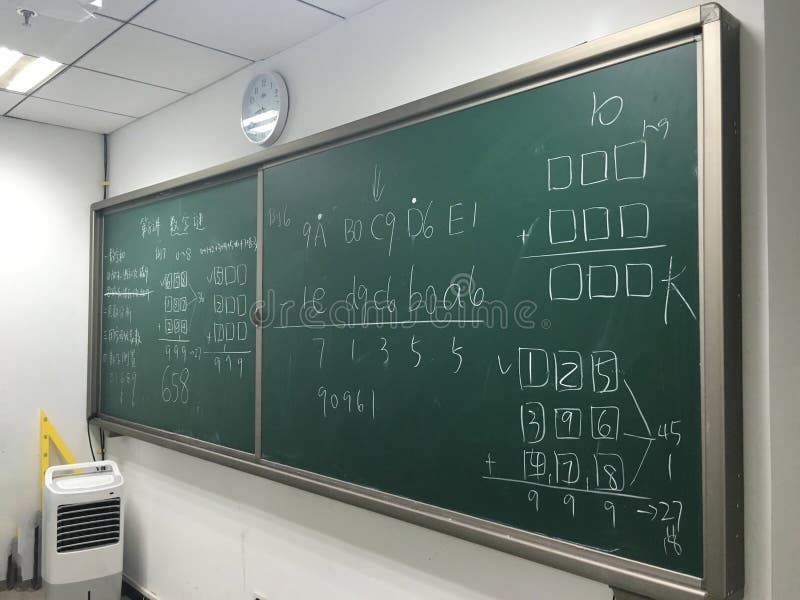 Blackboard with Chinese Math Writing Stock Image - Image of formula ...