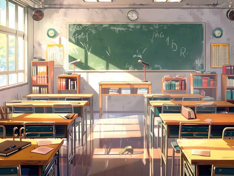 Blackboard in Classroom with Desks, Perfect for School Projects and ...