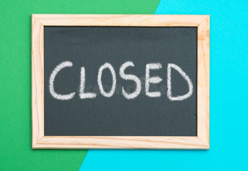 Blackboard with Closed Writing, on a Green and Blue Wall Stock Image ...