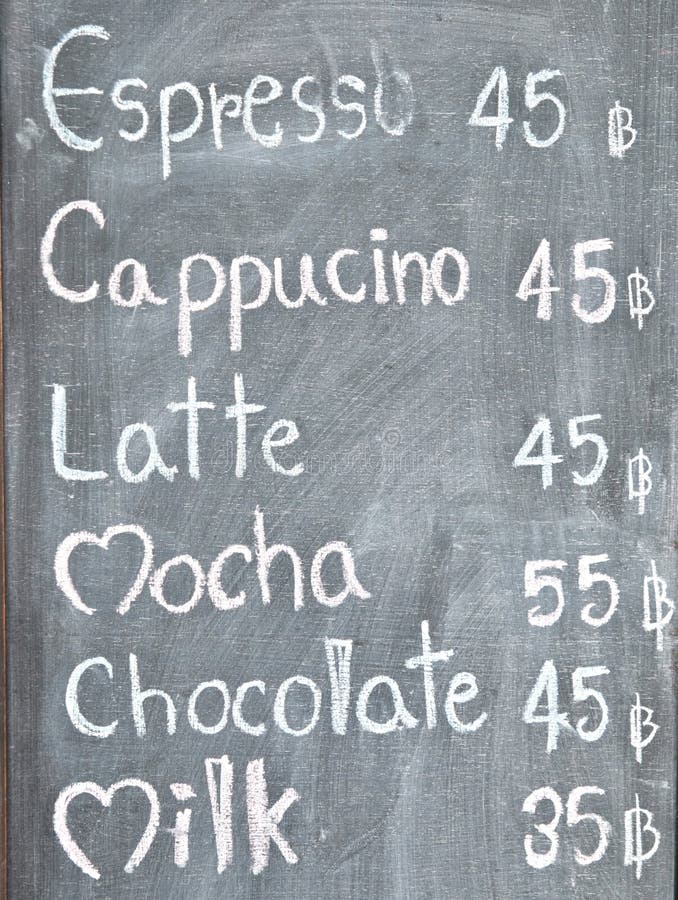 Blackboard coffee menu stock image. Image of sign, lifestyle - 21540559
