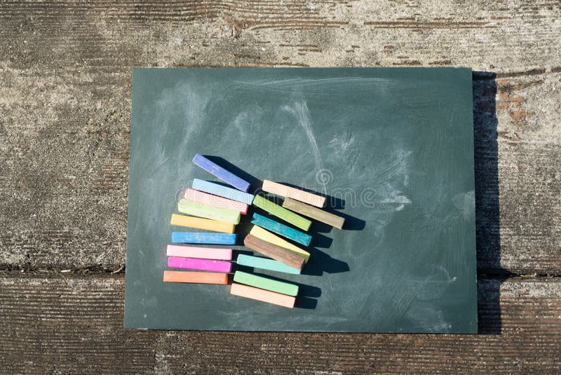 Blackboard with Color Chalk Stock Image - Image of childhood, color ...