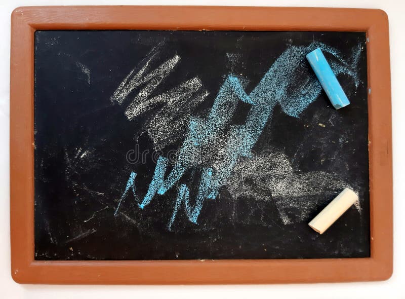 Blackboard with Colourful Chalks Stock Image - Image of orange, student ...