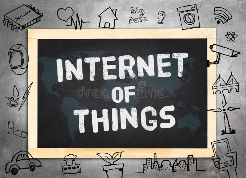 Blackboard on Concrete Wall with Doodle Icon Relate with Intern Stock ...