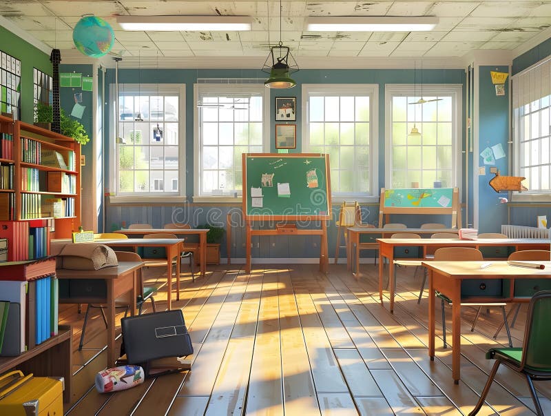 Blackboard and Desks in Classroom, Perfect for School Projects and ...