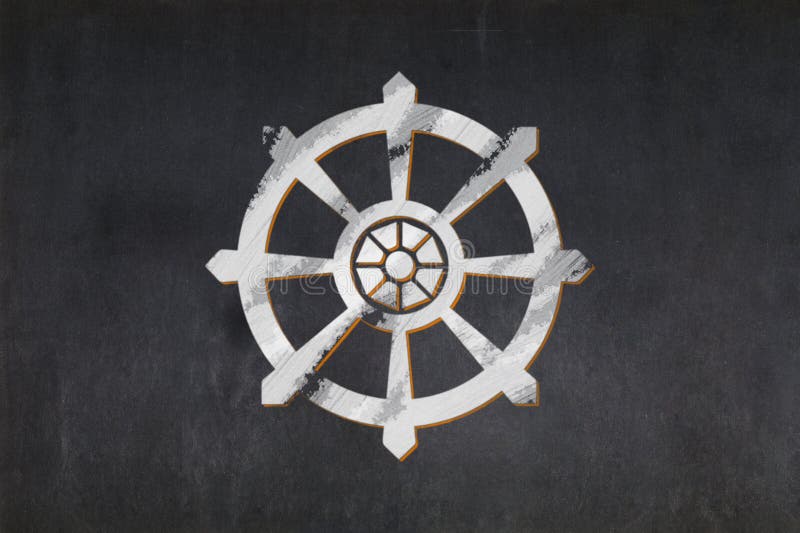 Dharmachakra Symbol Drawn on a Blackboard Stock Photo - Image of ...
