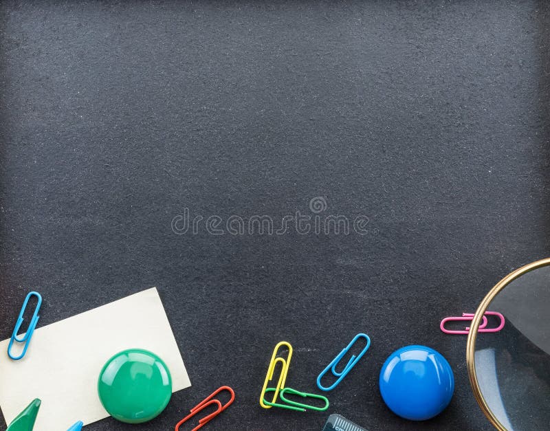 Blackboard and Different School Things. Close Up Stock Image - Image of ...