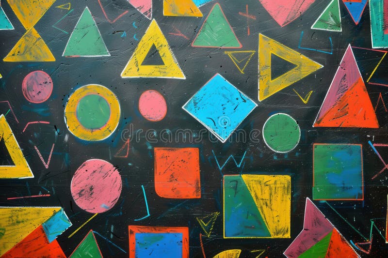 A Blackboard Displays Vibrant Geometric Shapes and Patterns ...