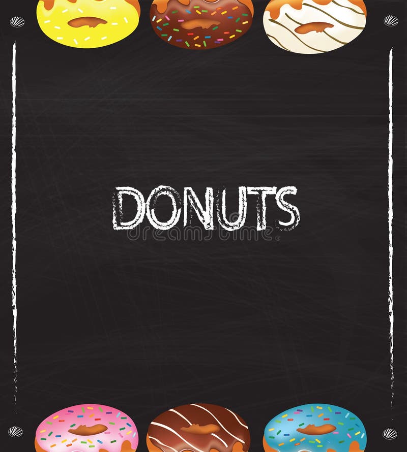 Blackboard donuts frame stock vector. Illustration of frame - 159629660