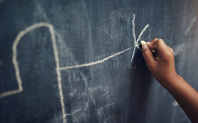 Blackboard, Drawing and Hands with Chalk, Education and Learning with ...