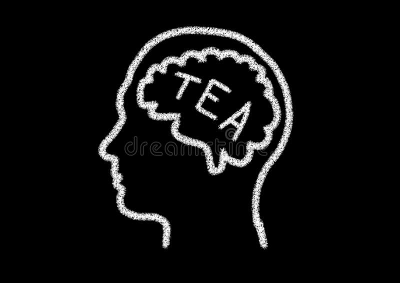 Blackboard Drawing of a Head with TEA on the Brain. TEA is the Acronym ...
