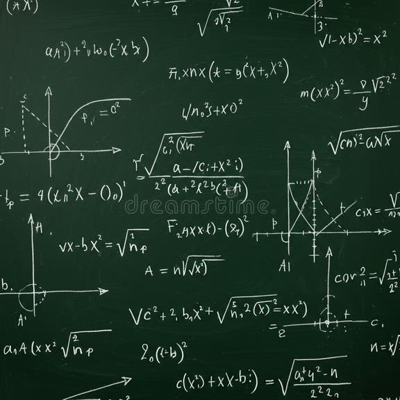 A Blackboard Filled with Complex Mathematical Equations, Graphs, and ...