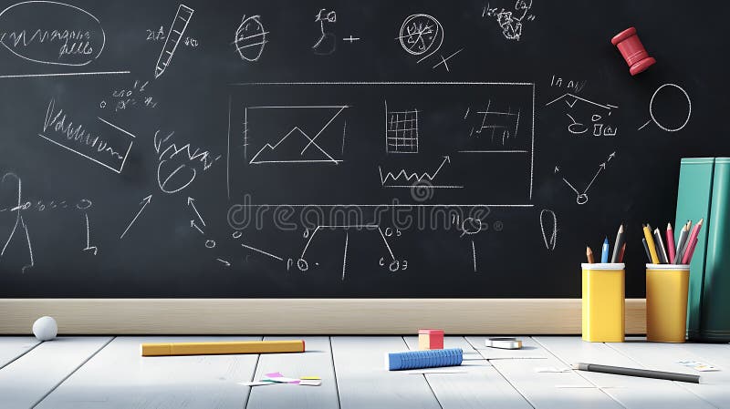 A Blackboard Filled with Educational Diagrams and Notes, with Chalk and ...