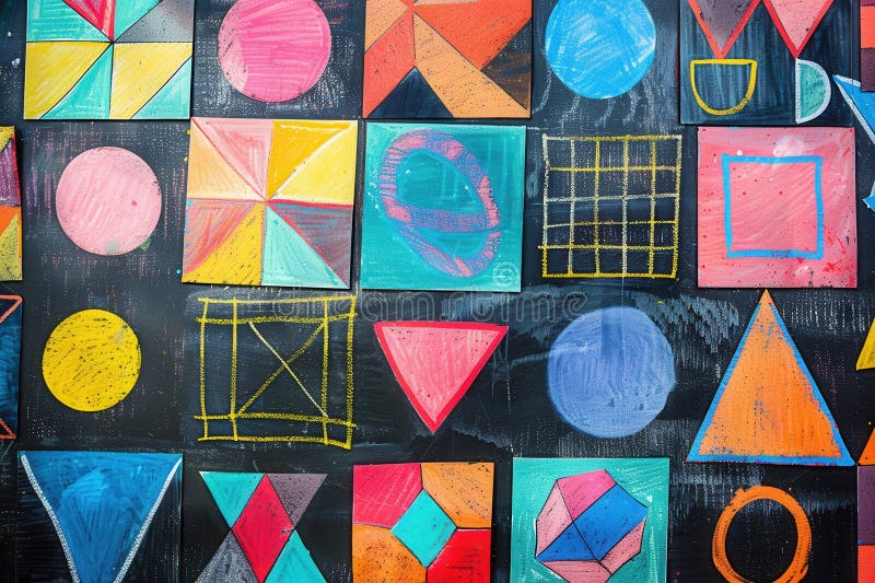 A Blackboard is Filled with Vibrant Geometric Shapes and Patterns ...