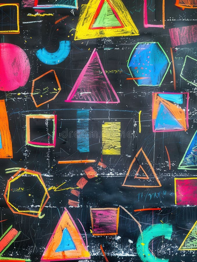 A Blackboard is Filled with Vibrant Geometric Shapes and Patterns ...