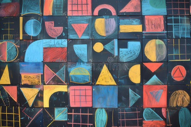 A Blackboard is Filled with Vibrant Geometric Shapes, Showcasing ...
