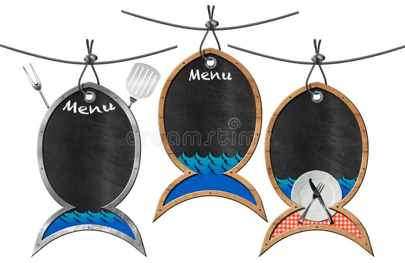 Blackboard Fish Shaped - Seafood Menu Stock Illustration - Illustration ...