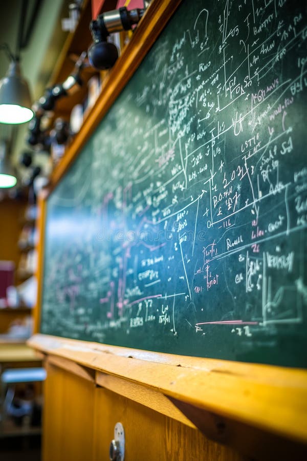 A Blackboard with Formulas Written on it in a Classroom Stock Photo ...