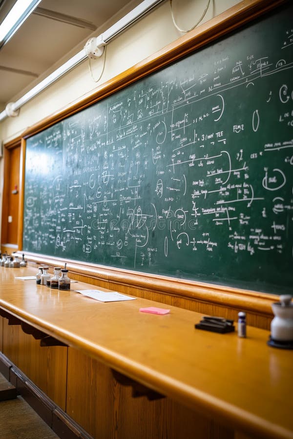 A Blackboard with Formulas Written on it in a Classroom Stock Photo ...