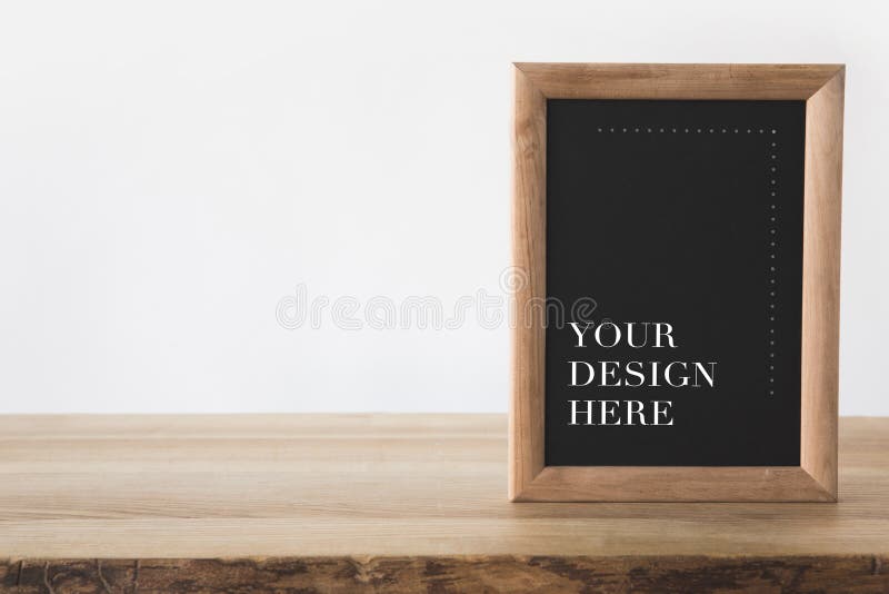 Blackboard in Frame with Text Your Design Here on White Stock Image ...