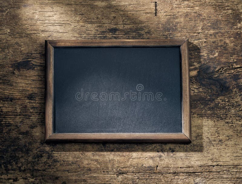 Blackboard Frame on Wooden Table Stock Photo - Image of copy, floor ...