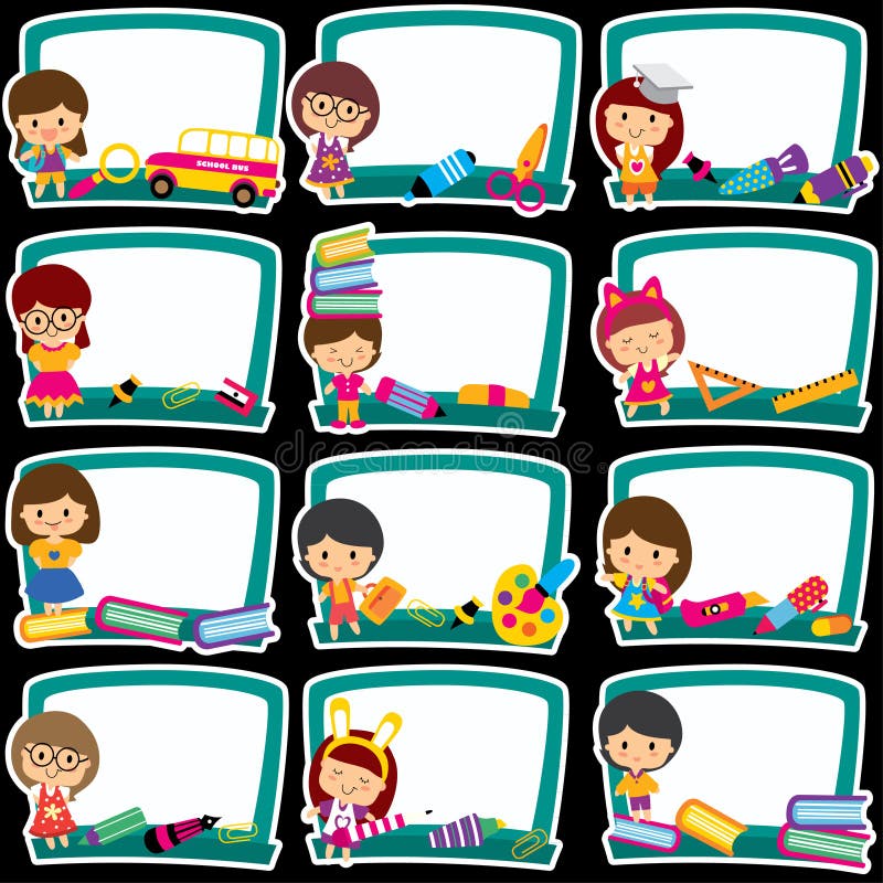 Blackboard Frames Clip Art Set Stock Vector - Illustration of childlike ...